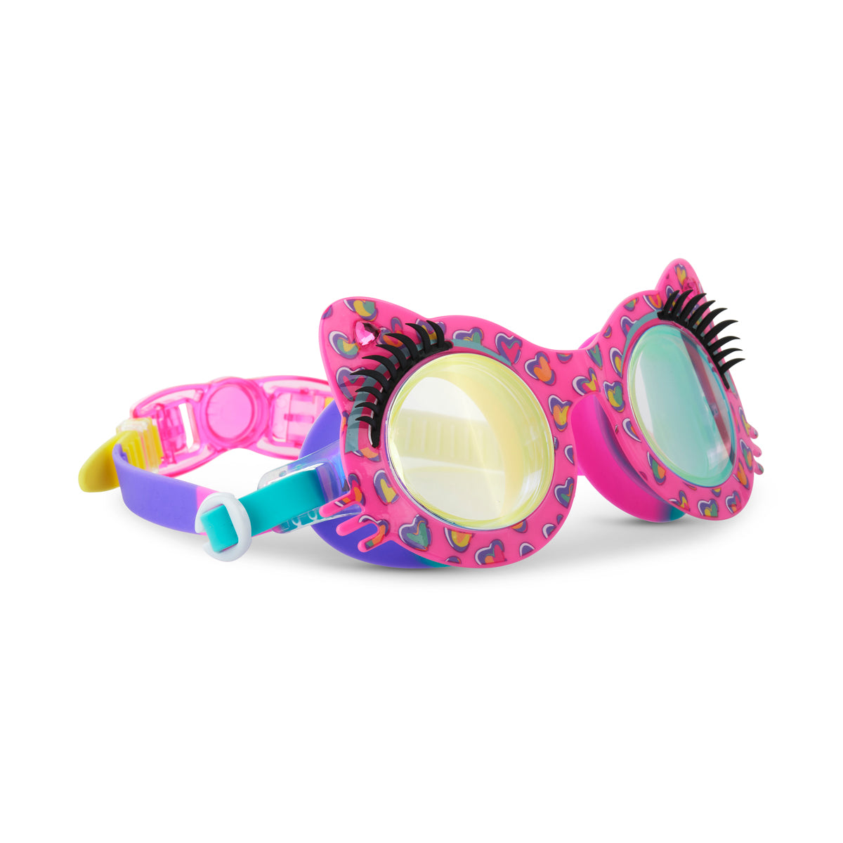 Purrty Pink Paws Kids’ Swim Goggles | Cat-Framed Rhinestone Goggles for ...
